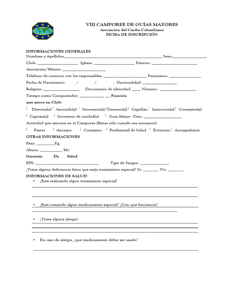 Ficha de Inscripcion Individual Gm(1) | PDF