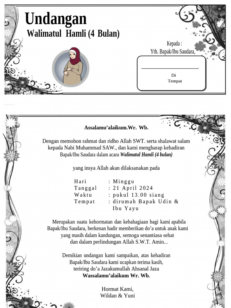 Undangan Walimatul Hamli | PDF