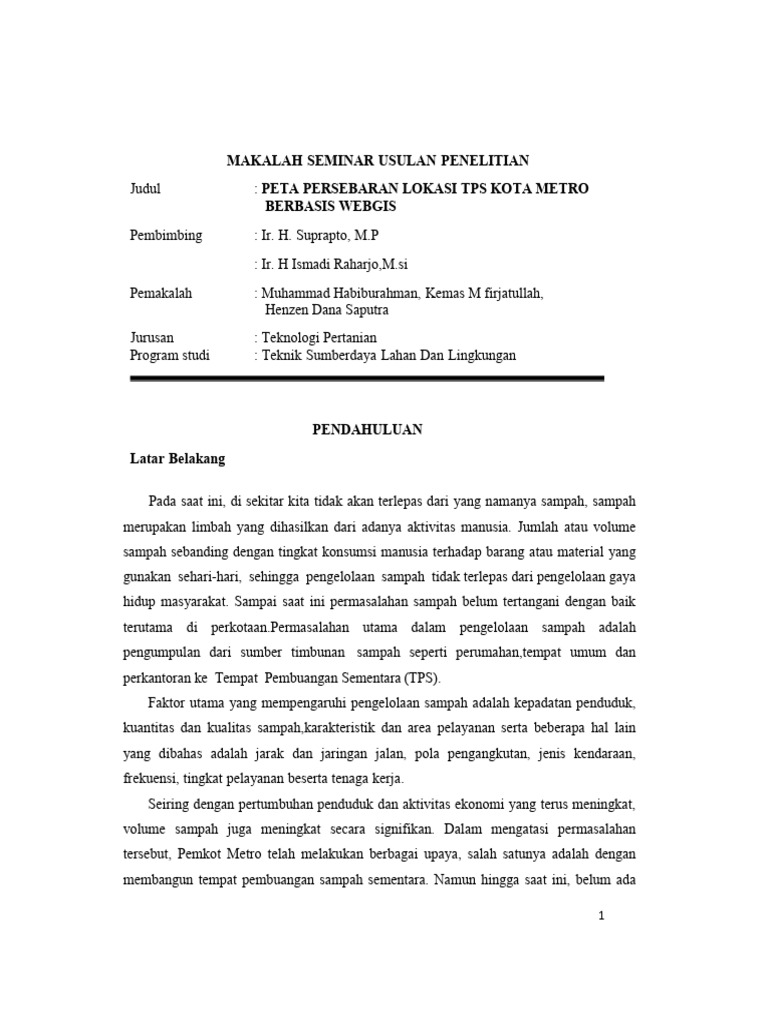 Makalah Proposal TPS-1 | PDF