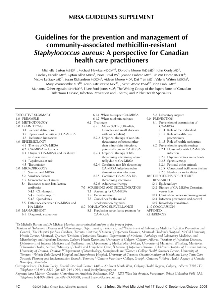 CA-MRSA Guidelines for Clinicians | PDF | Methicillin Resistant Staphylococcus Aureus | Microbiology