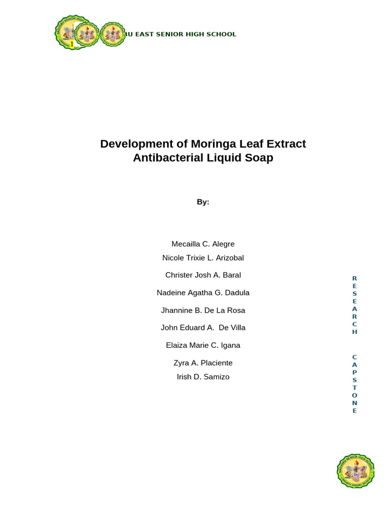 Development of Moringa Leaf Extract Antibacterial Liquid Soap | PDF | Bacteria | Polyphenol