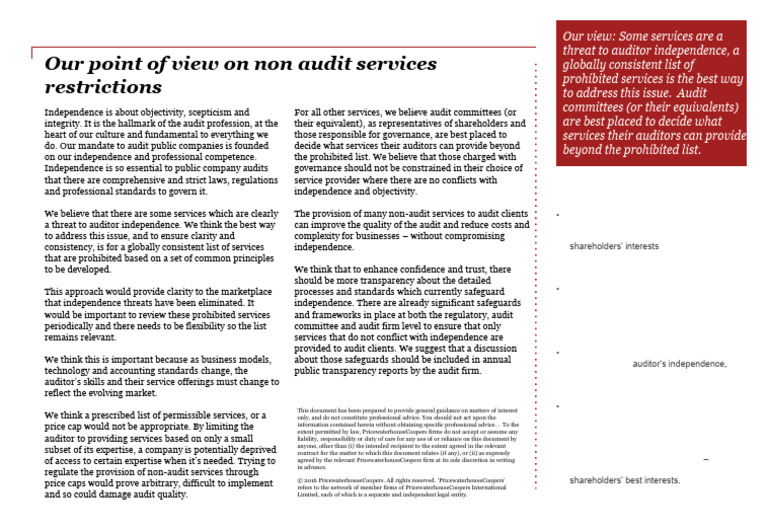 Gra Non Audit Services Our Point of View | PDF | Audit | Audit Committee