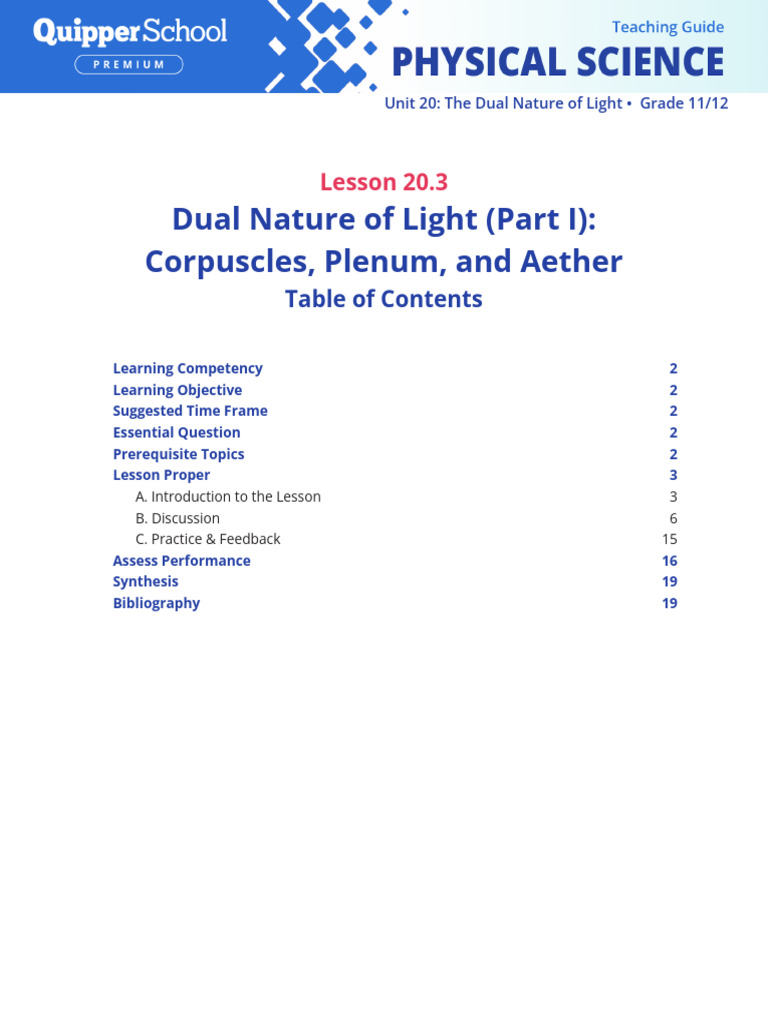 Physical Science SHS 20.3 Dual Nature of Light (Part I) - Corpuscles ...