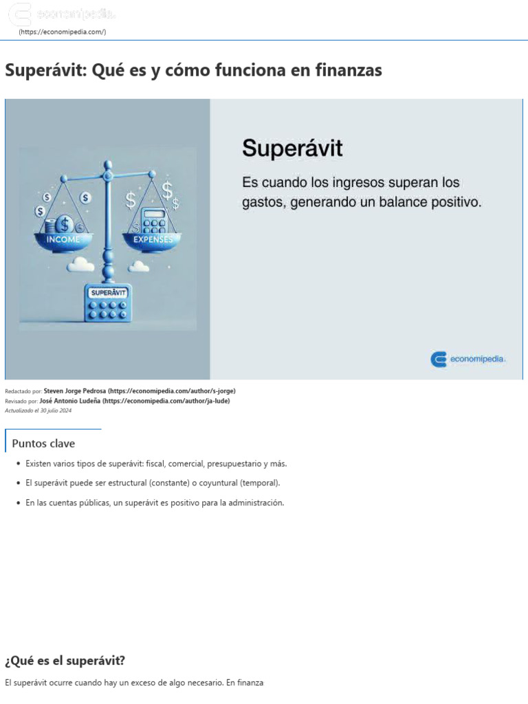 ¿Qué Es El Superávit - Tipos y Ejemplos | PDF | Balance presupuestario ...