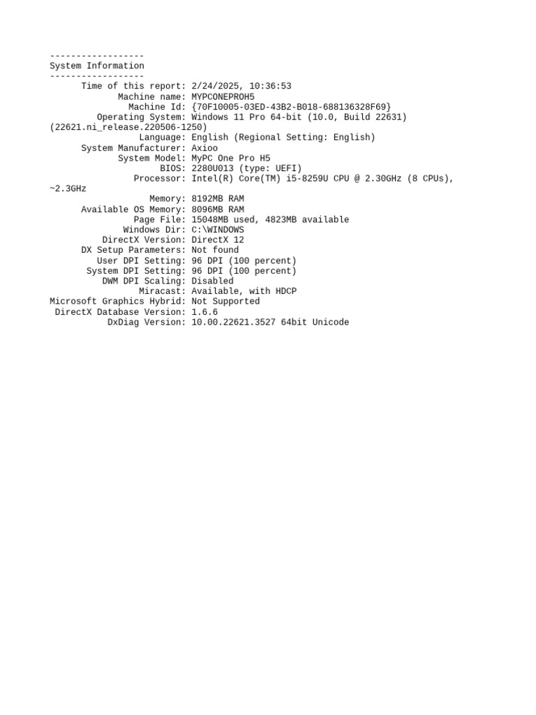 Intel i5-8259U System Overview | PDF
