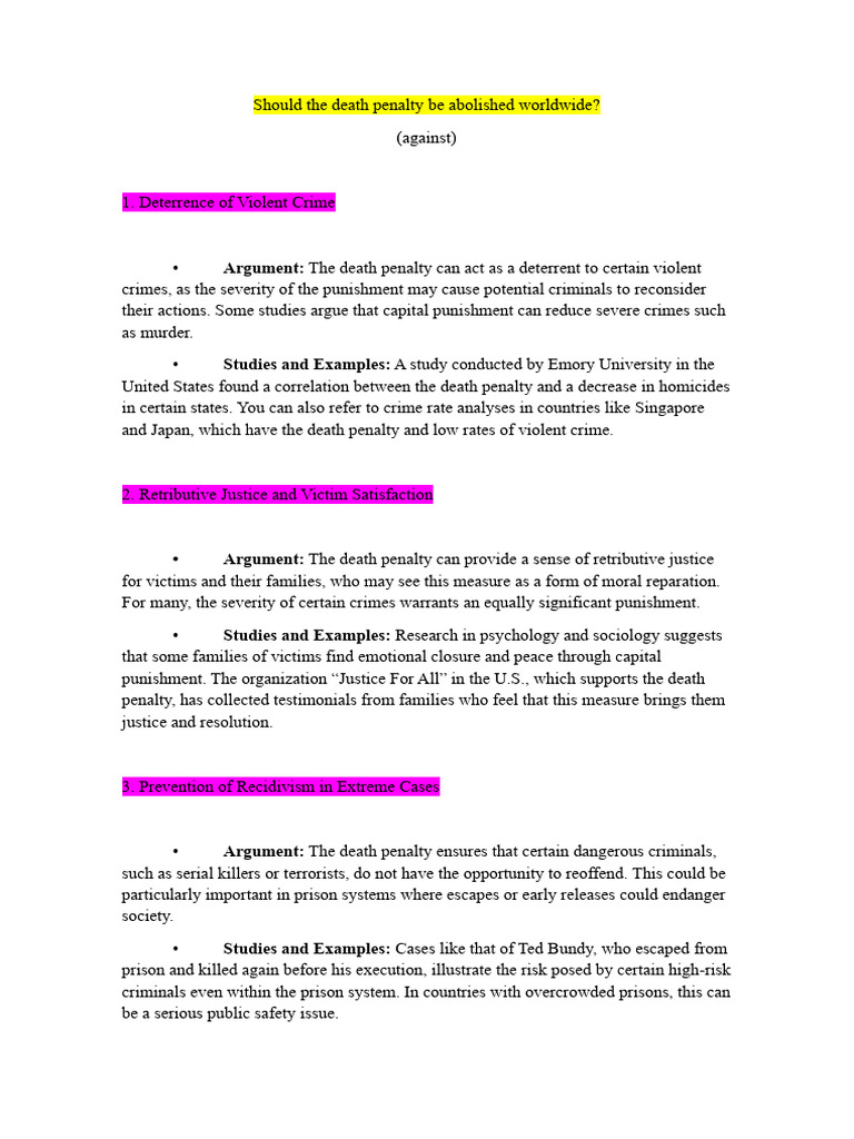 Arguments for Retaining the Death Penalty | PDF | Capital Punishment ...