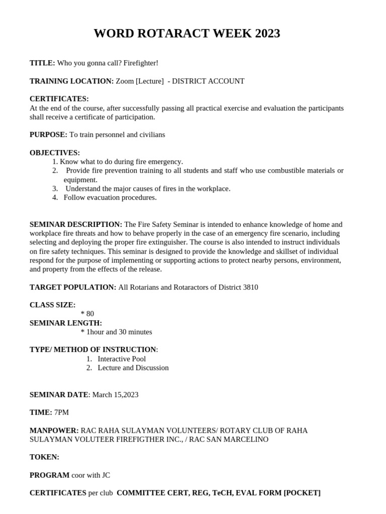 Word Rotaract Week 2023 | PDF