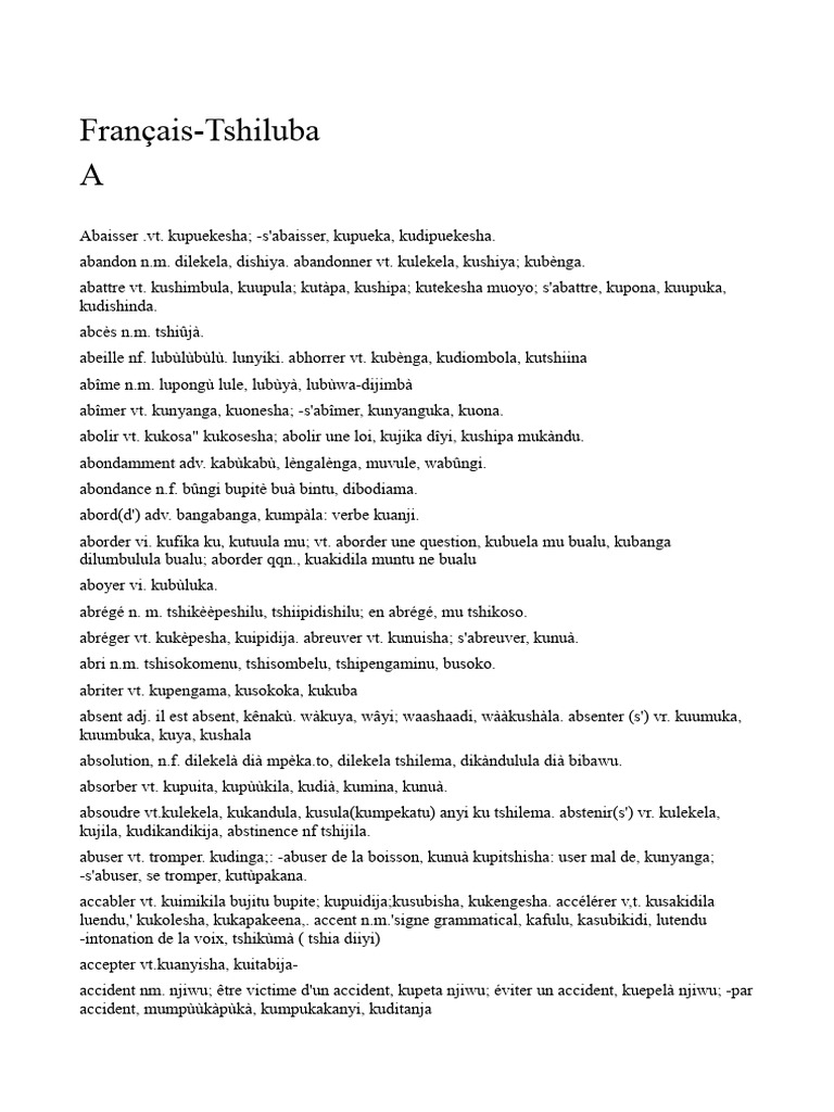Français-Tshiluba A | PDF