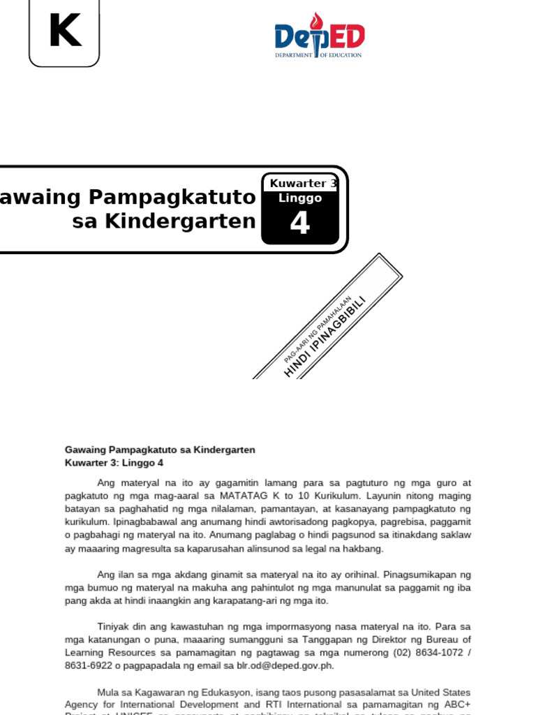 KLAS Kinder Q3 Week4 Ver2 | PDF