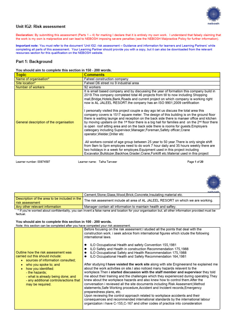 Talha Tanveer, 00874597, Qanmos College 1535 | PDF | Noise | Personal ...
