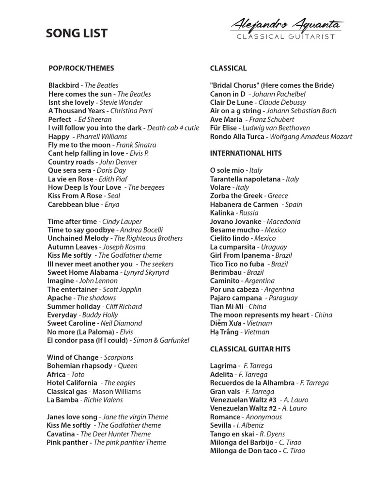 SETLIST_ALEJANDRO_GUITAR_2022 | PDF