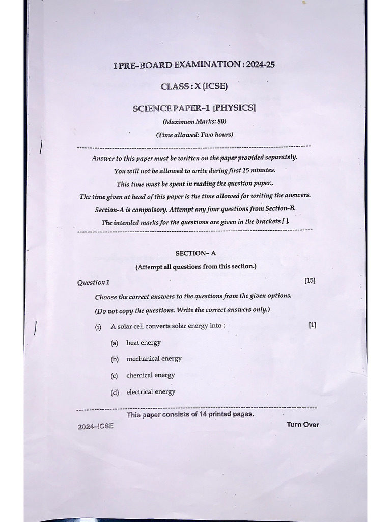 Lps Phy First Pre Board | PDF