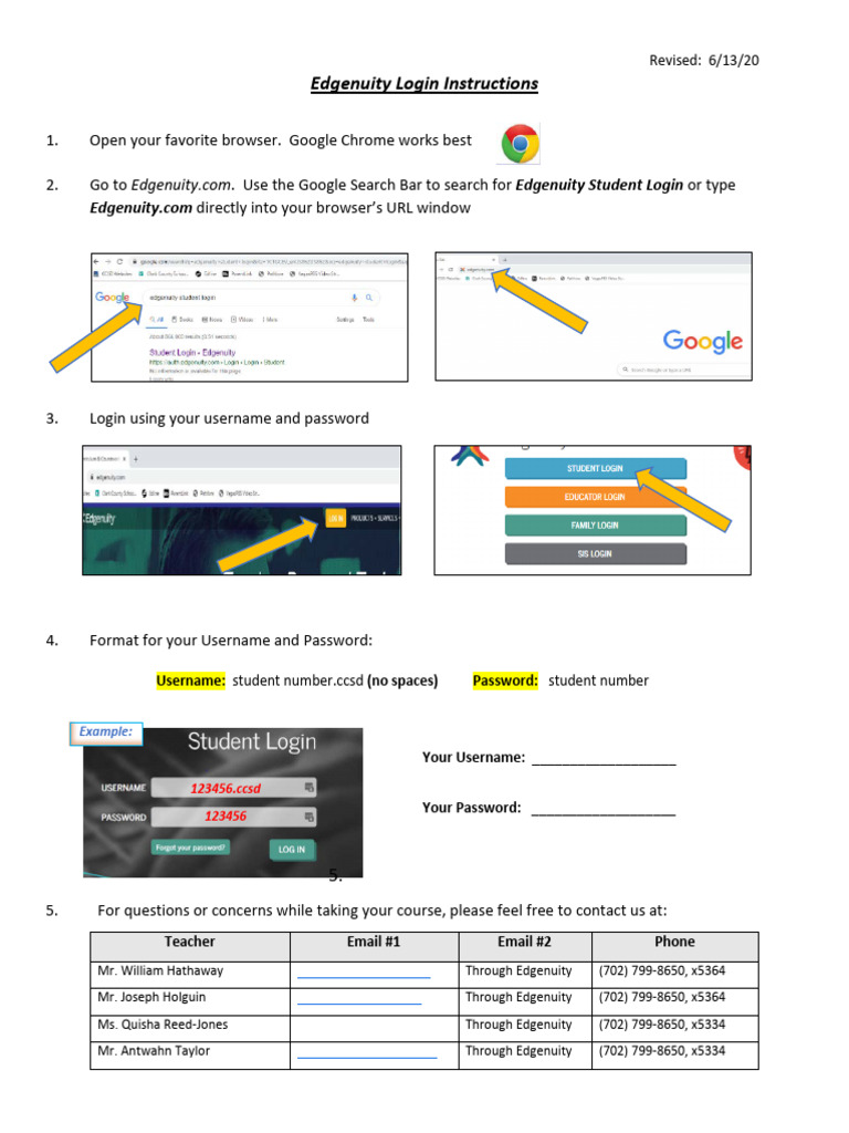 Edgenuity Login 1 Instructions | PDF