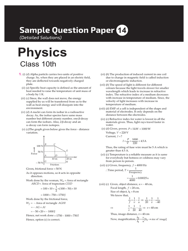 Icse Physics 10th Sample Paper 14 | PDF | Electromagnetic Induction | Refraction