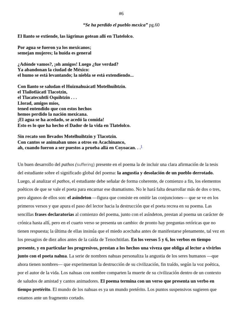 "Se Ha Perdido El Pueblo Mexica": Pathos ( | PDF