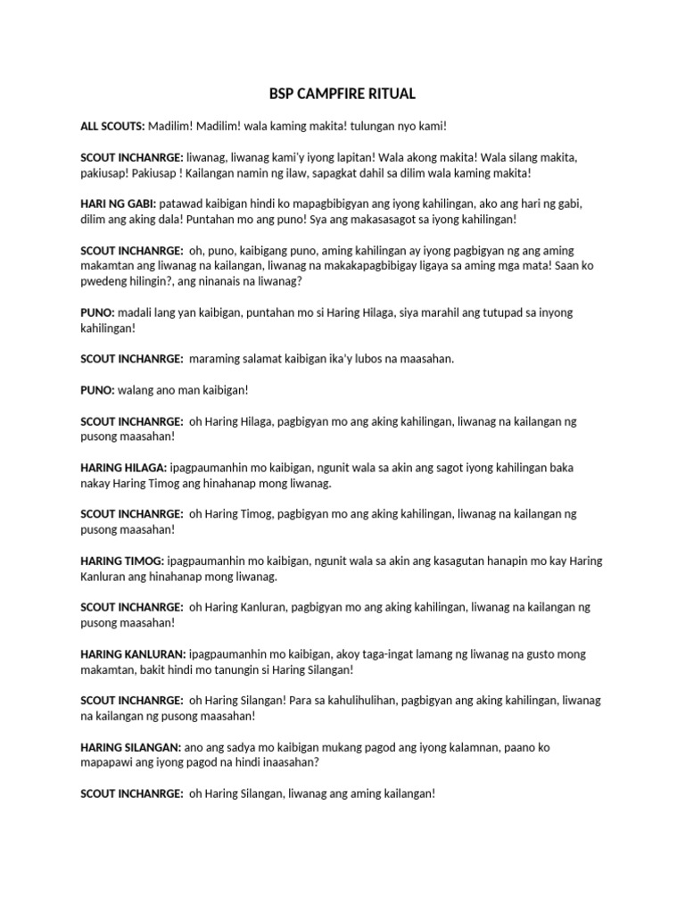 Campfire Ritual Skit | PDF