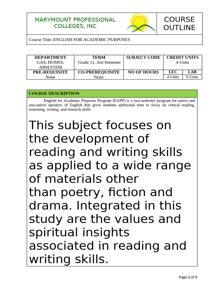 Q3 Grade 11 Syllabus 1 EAPP | PDF | Critical Thinking | Thought