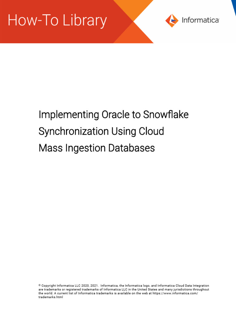 Implementing Oracle To Snowflake Synchronization Using Cloud Mass ...