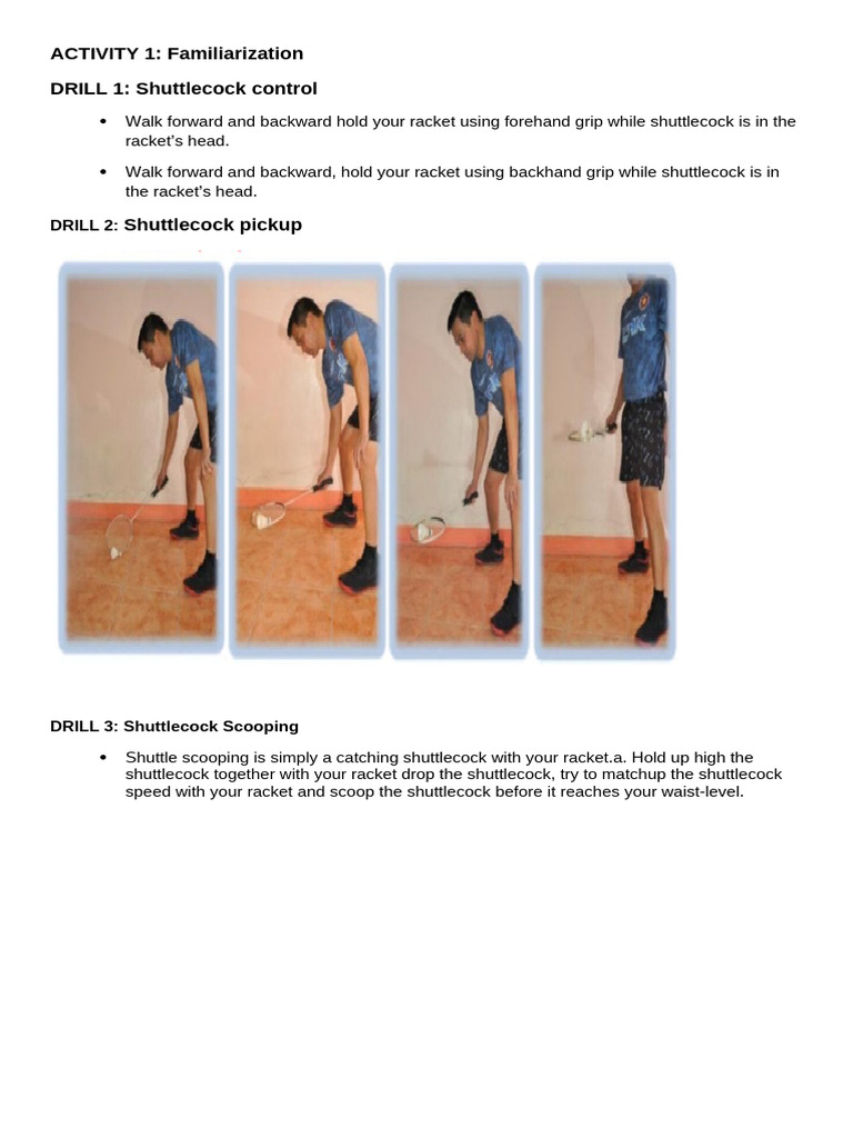 Shuttlecock Control Drills for Beginners | PDF