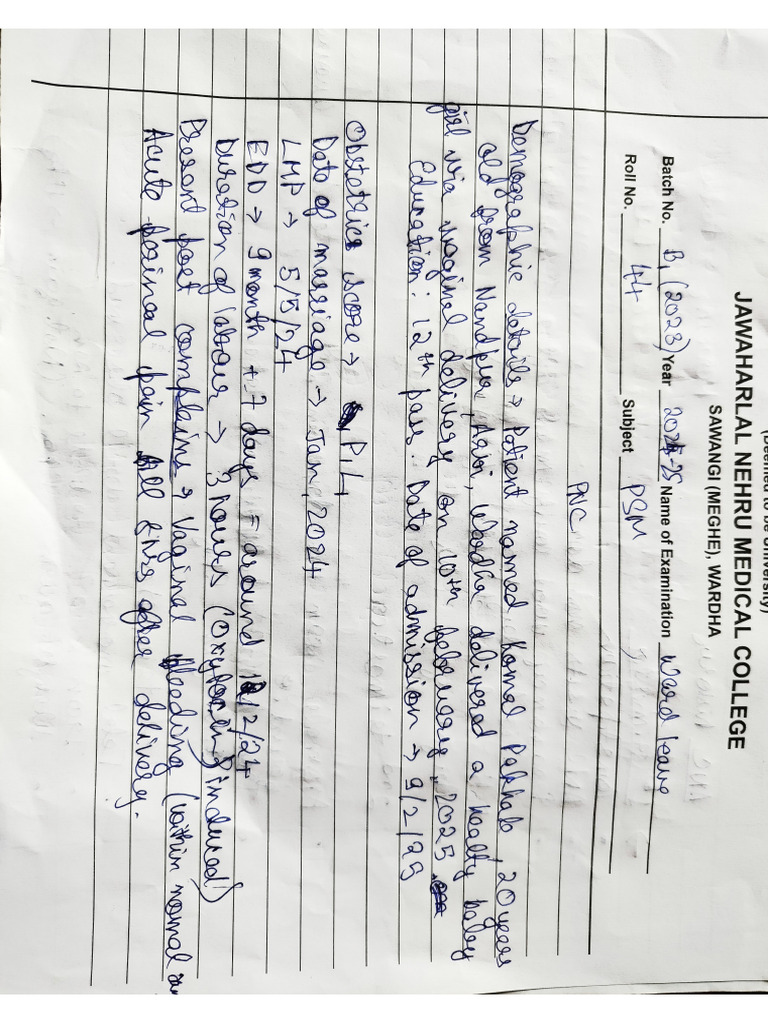 CM Ward Leave 11.2.25 Sarvesh Roll no 44 | PDF