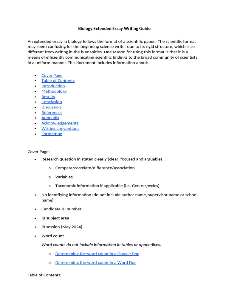 Biology Extended Essay Writing Guide | PDF | Statistics | Statistical Inference