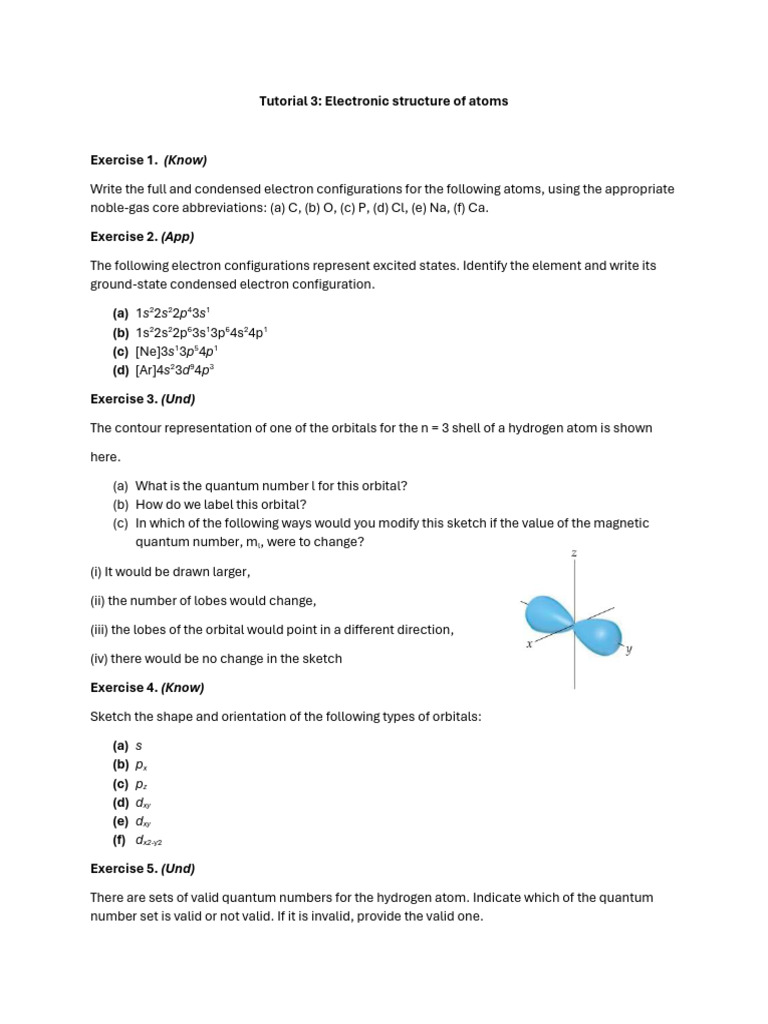 Electron Configurations and Quantum Numbers | PDF | Electromagnetic ...