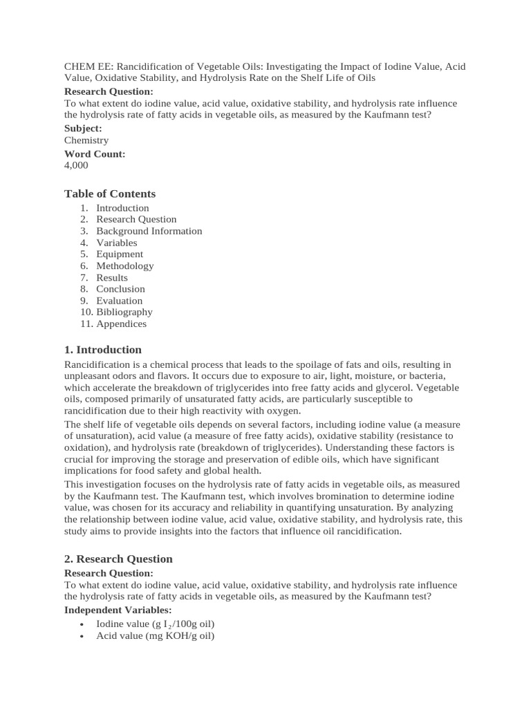 Impact of Factors on Oil Rancidification | PDF | Fatty Acid | Triglyceride