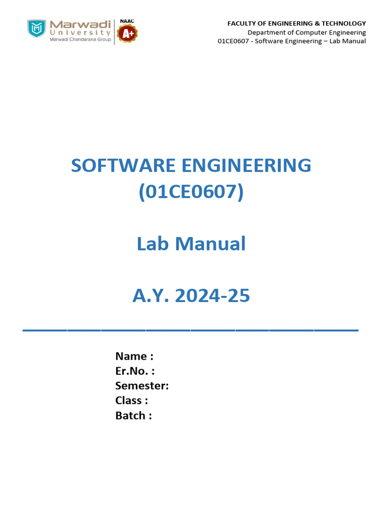 Software Engineering Lab Manual 2024-25 | PDF | Software | System