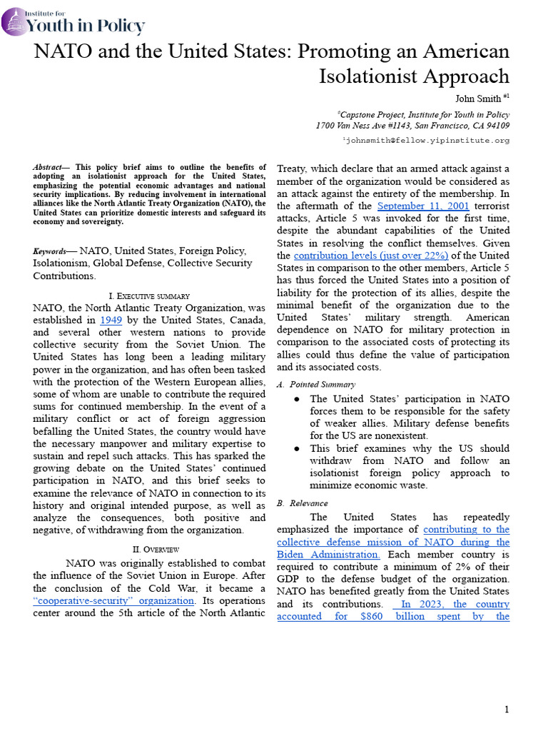 Copy of NATO and the United States_ Promoting an American Isolationist ...