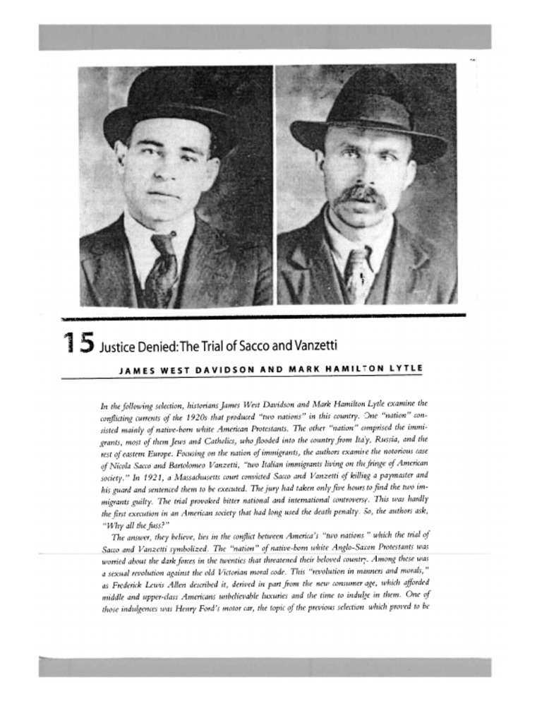 Justice Denied - The Trial of Sacco and Vanzetti | PDF