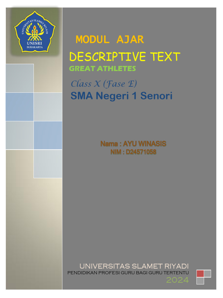 MODUL AJAR (Descriptive Text) - Compressed | PDF