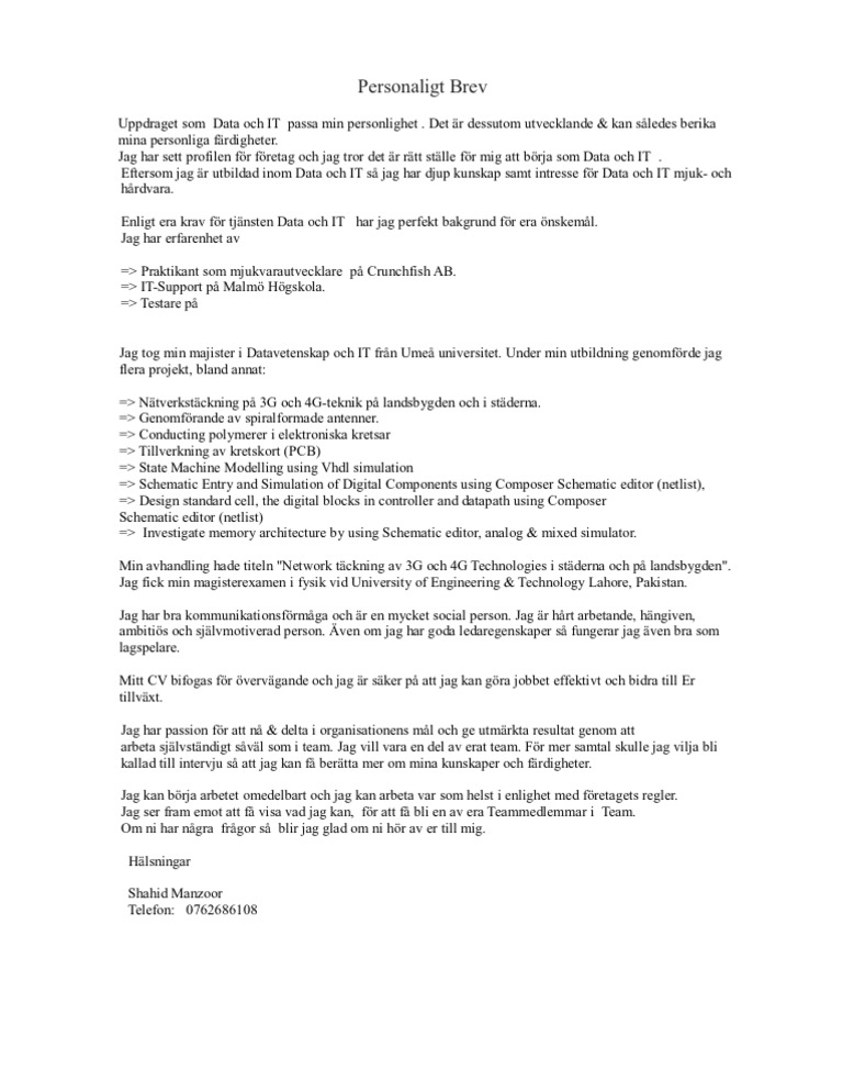 Motivering Brev | PDF