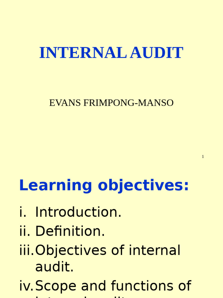 Auditing Internal Audit Lecture 3 Pdf Audit Internal Audit