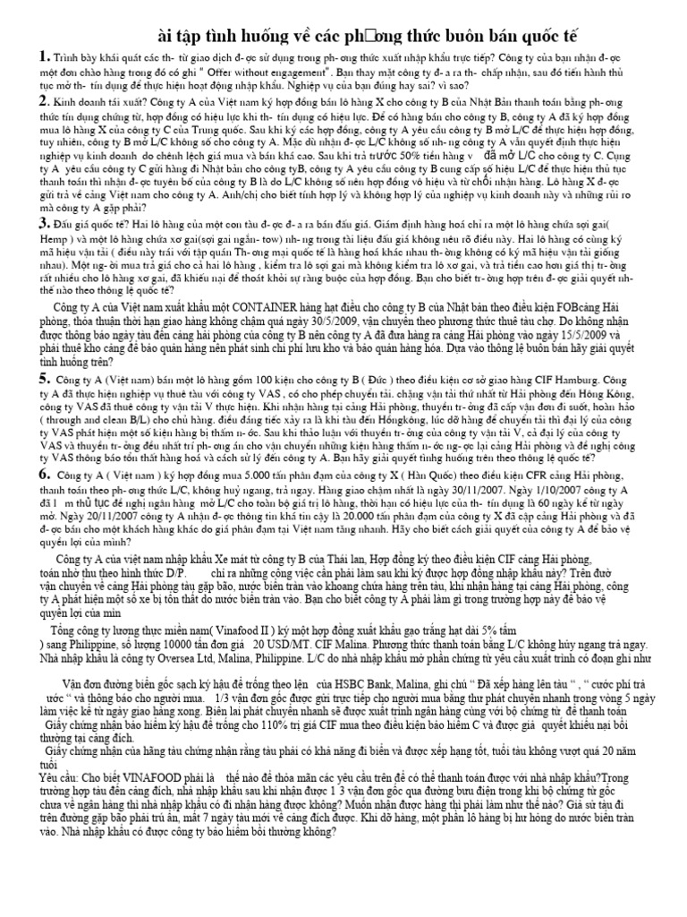 Bai Tap Tinh Huong QTKDXNK | PDF