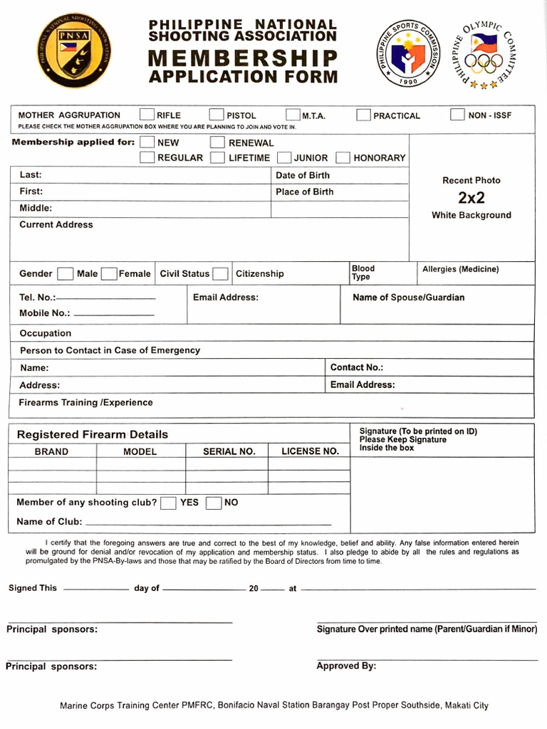 PNSA Membership Form | PDF