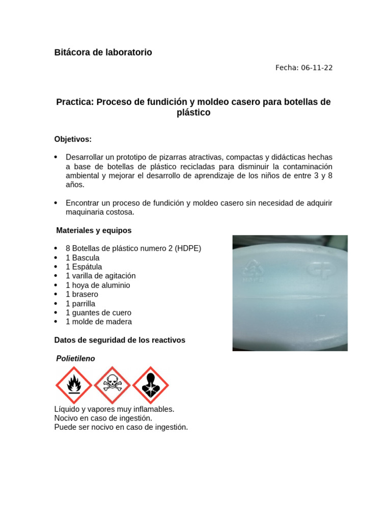 Bitácora de laboratorio | PDF | El plastico | Aluminio