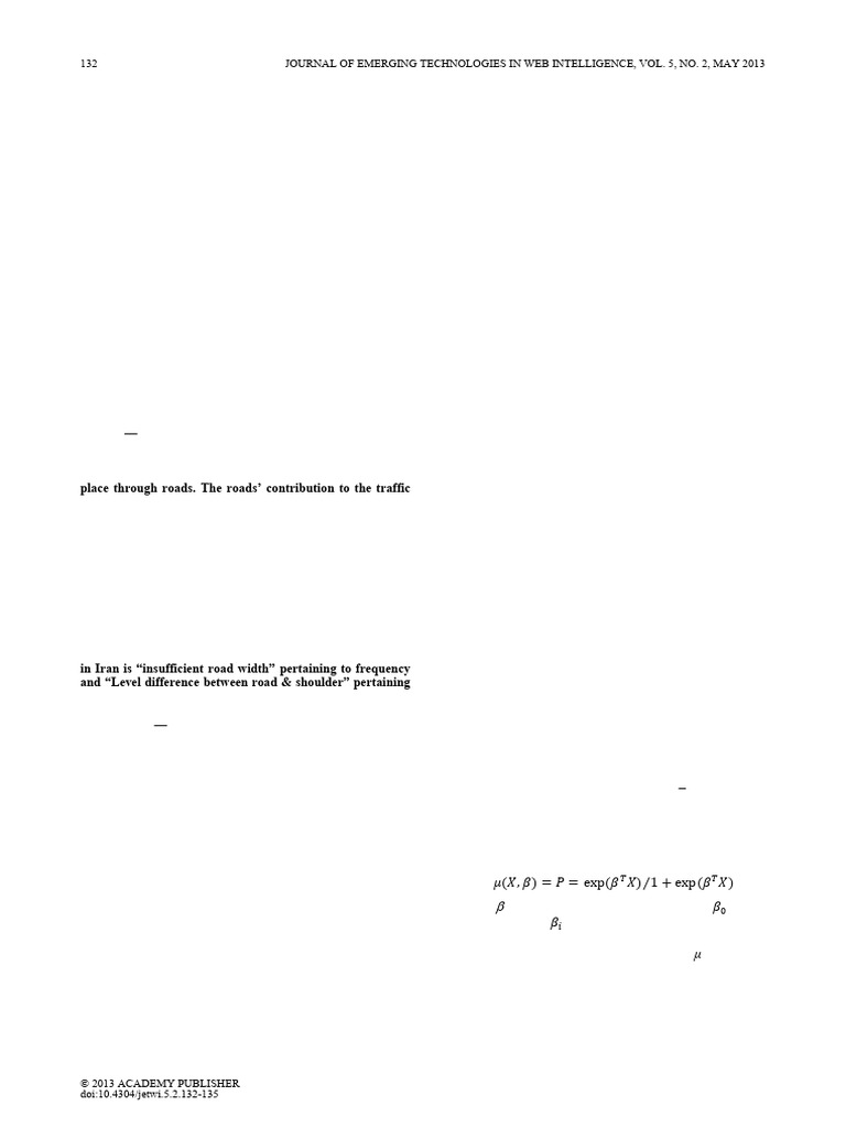 Logistic Regression Approach in Road Defects Impact on Accident Severity | PDF | Logistic ...