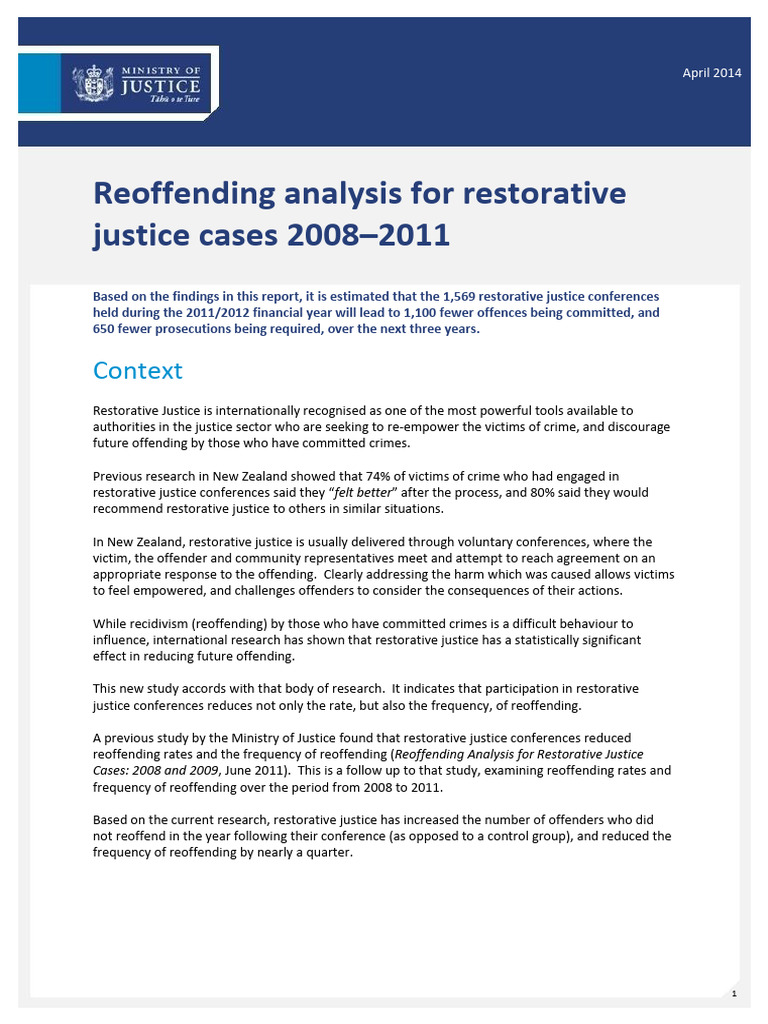 RJ Reoffending Results Report | PDF | Recidivism | Restorative Justice