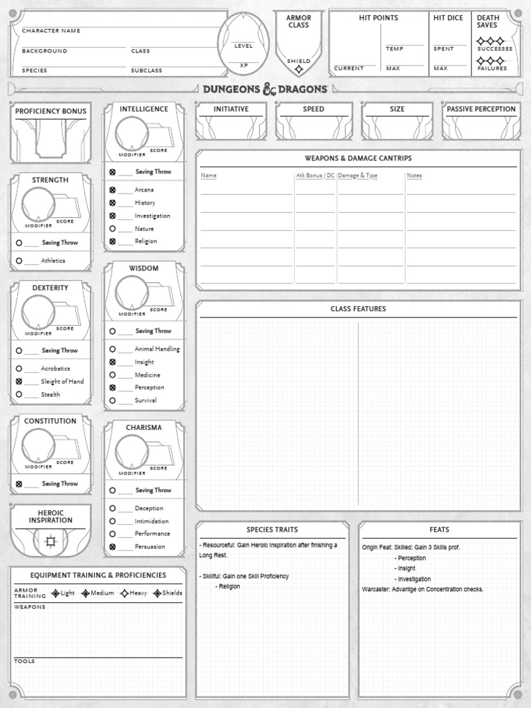 DnD_2024_Character-Sheet-fillable-V2 | PDF | Role Playing Games