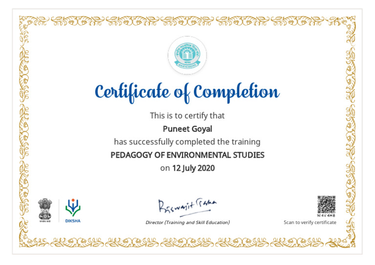 Pedagogy of EVS Certificate | PDF