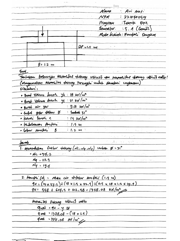 Perbaikan Nilai Pondasi Dangkal Ari Arafi Ajaha | PDF