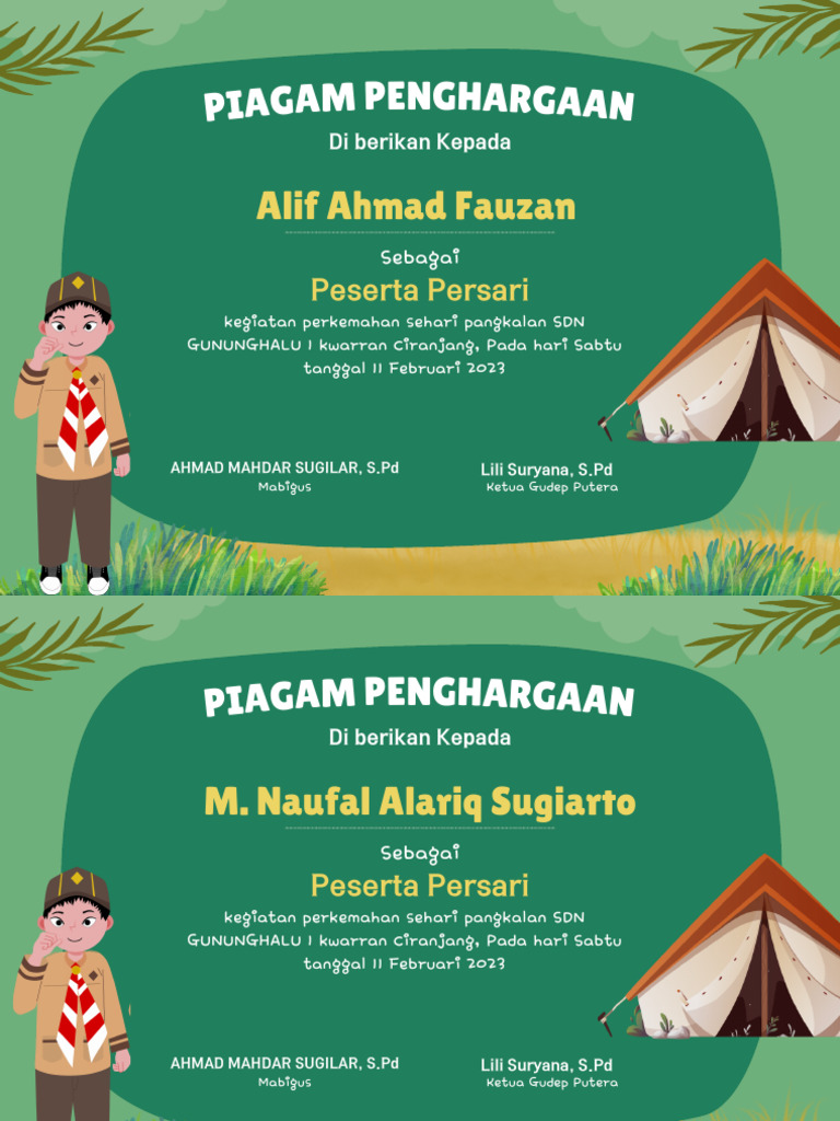 Piagam Peserta Persari SDN GunungHalu 1 | PDF