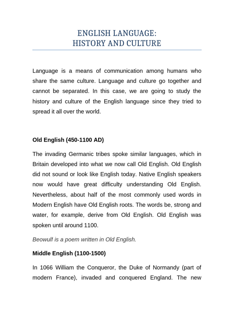 Evolution of the English Language | PDF