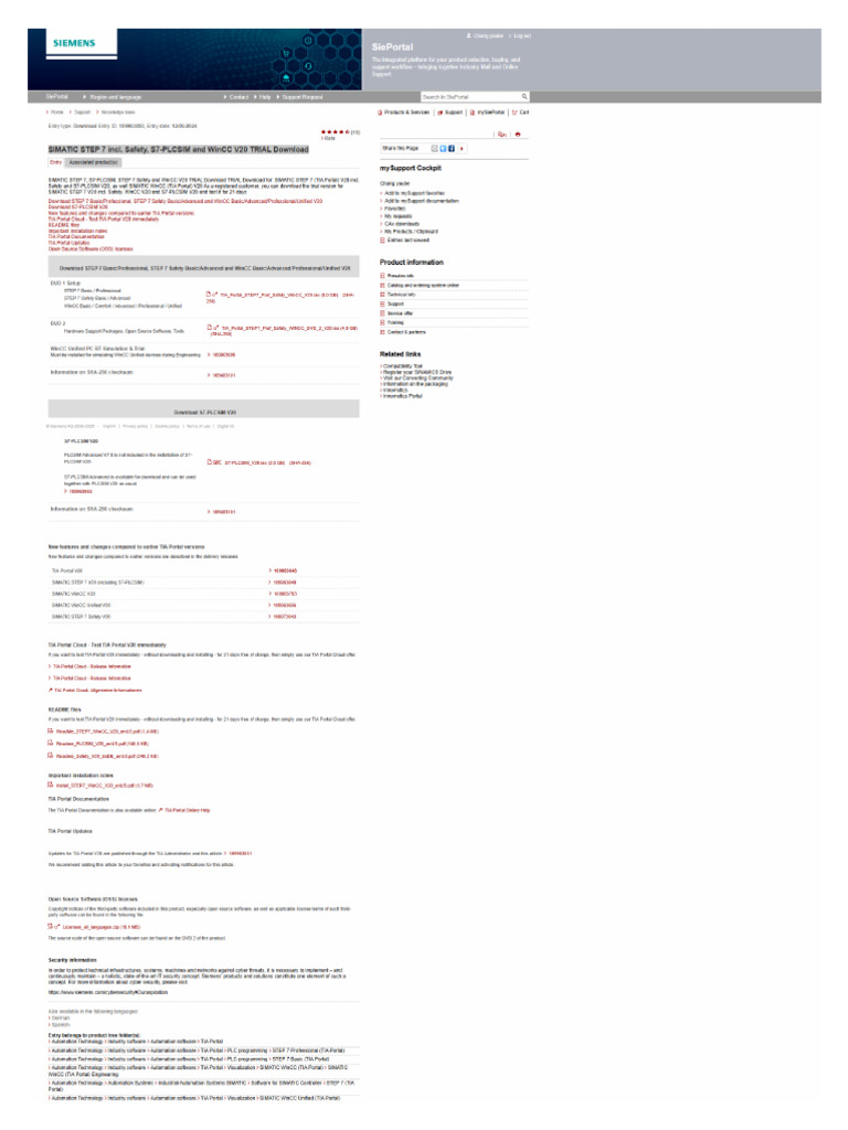 SIMATIC STEP 7 Incl. Safety, S7-PLCSIM and WinCC V20 TRIAL Download | PDF