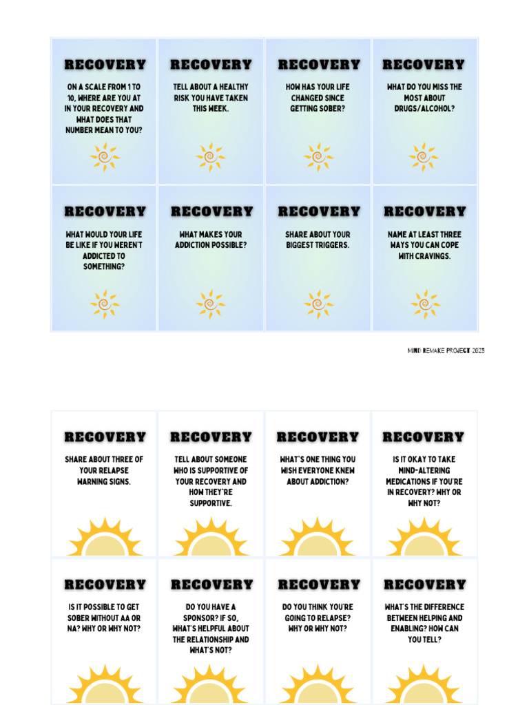 Recovery Cards REVISED 8.8.23 | PDF | Relapse | Mind