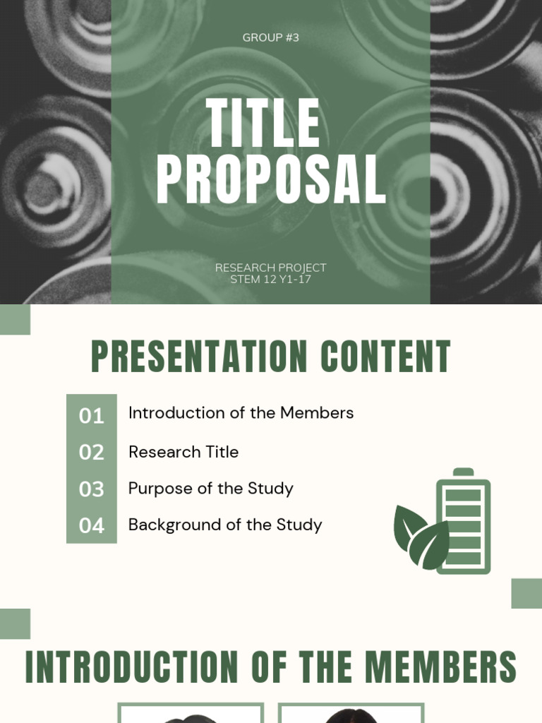 GROUP 3 STEM 12 Y1-17 Title Proposal PDF | PDF | Energy Development | Sustainability