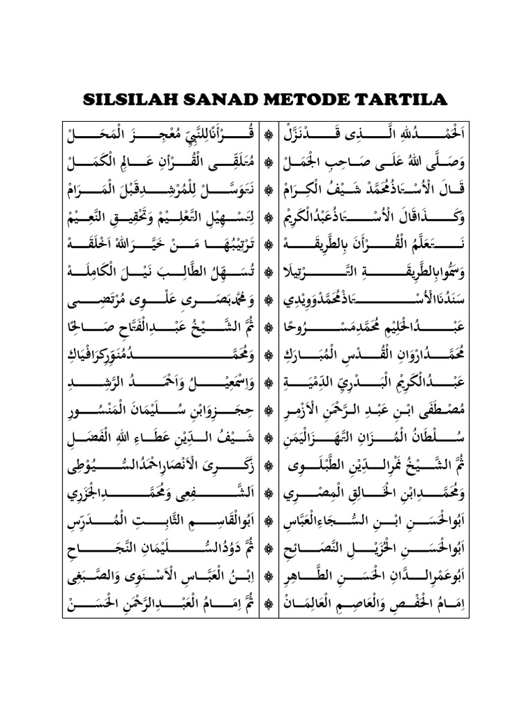 Silsilah Sanad Metode Tartila. | PDF