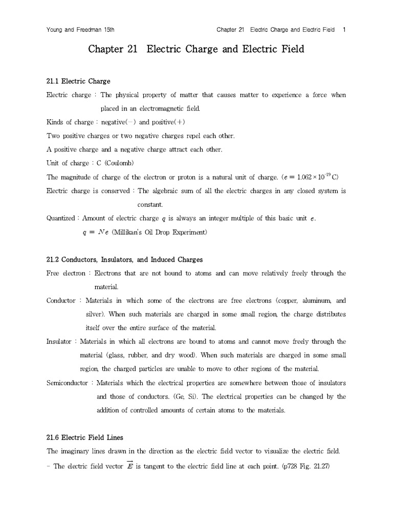 21 Electric Charge and Electric Field(학생) | PDF | Electric Charge ...