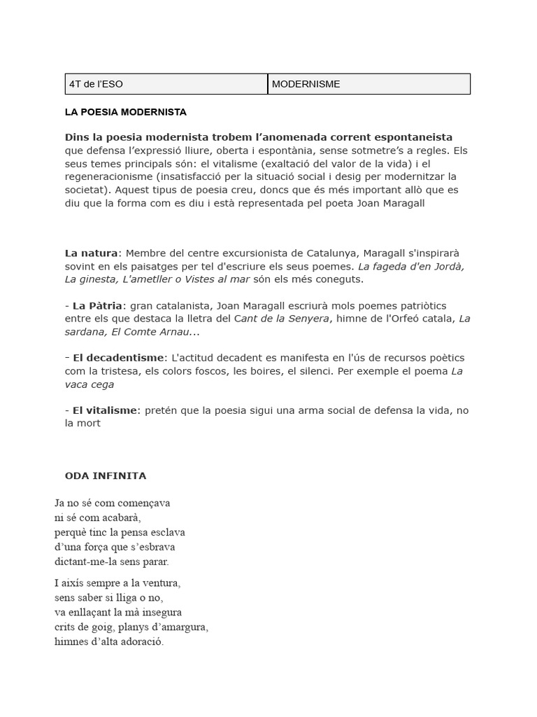 La Poesia Modernista | PDF