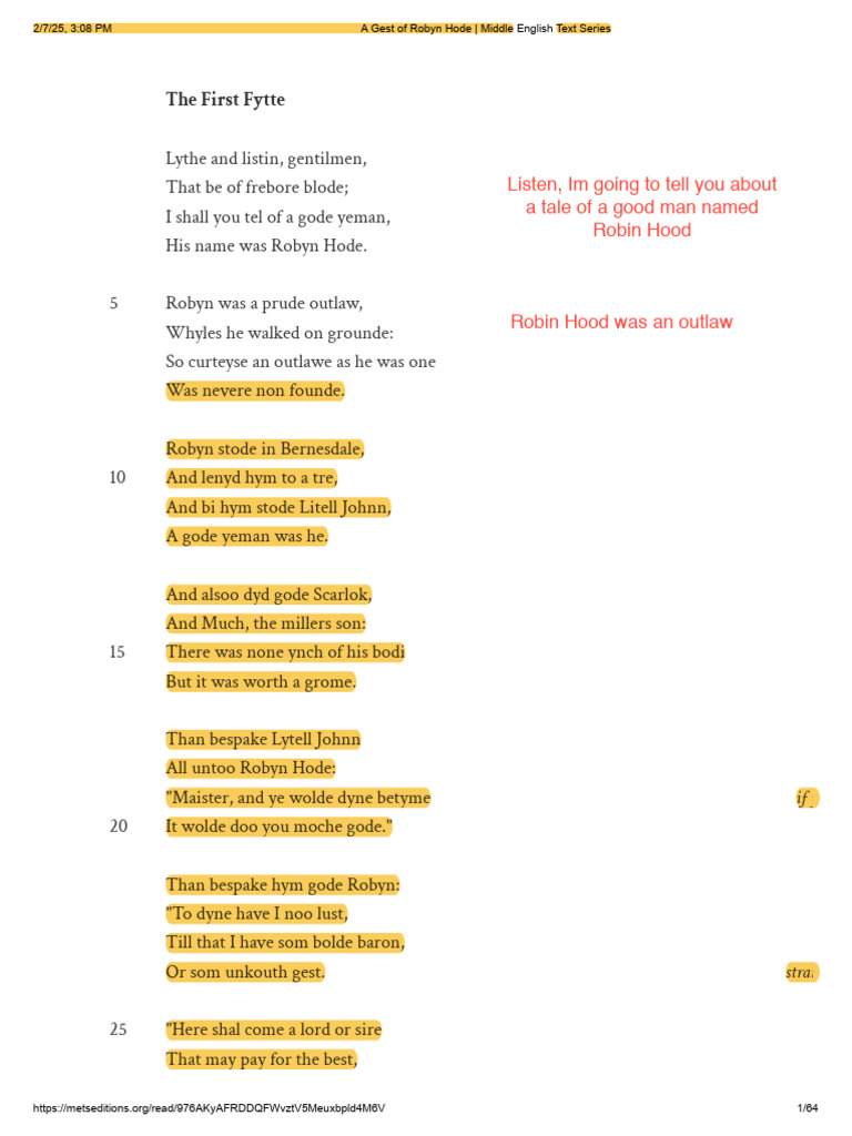 A Gest of Robyn Hode | PDF | British Folklore | Medieval Legends